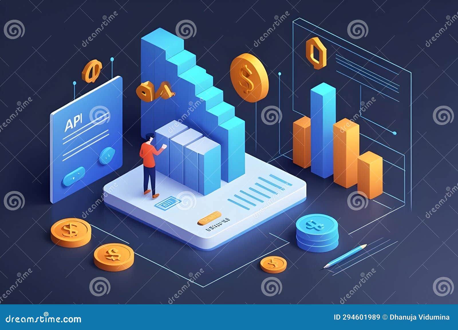 Banking Api Concept Illustration 3D Stock Illustration - Illustration ...