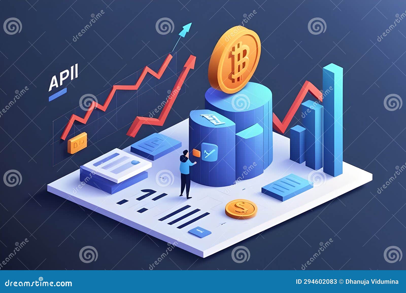 Banking Api Concept Illustration 3D Stock Illustration - Illustration ...