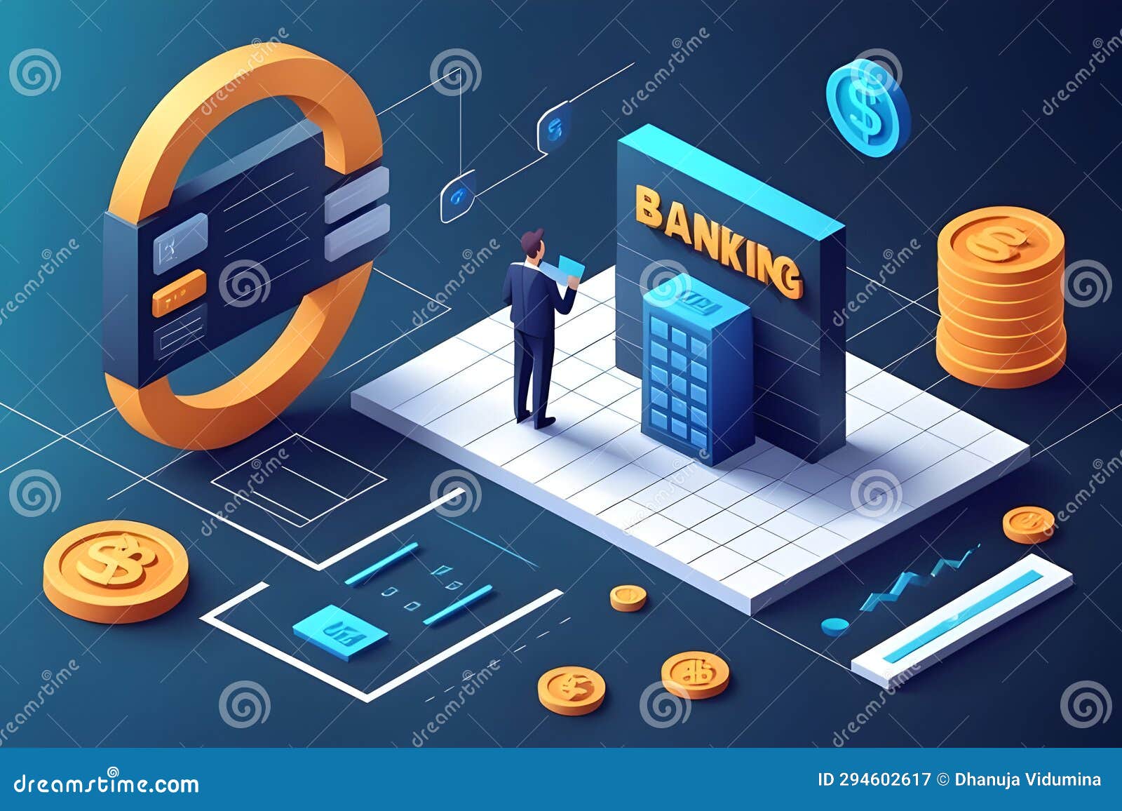 Banking Api Concept Illustration 3D Stock Illustration - Illustration ...