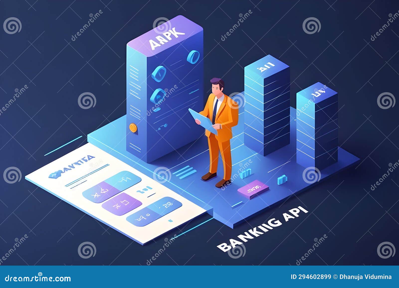 Banking Api Concept Illustration Stock Illustration - Illustration of ...