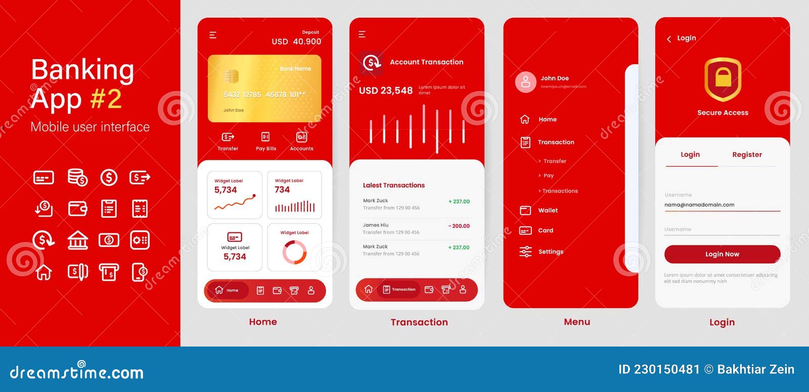 Banking App Mobile Interface User Interface Layout Screen Application ...