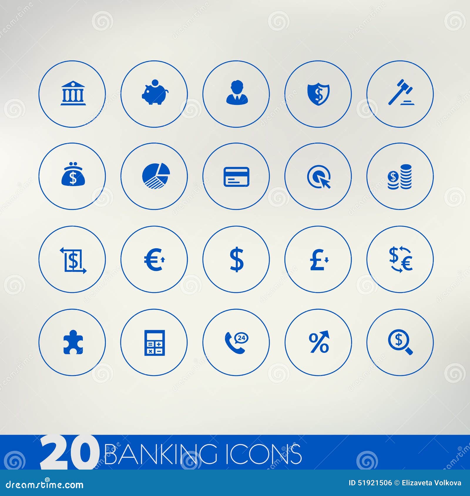 Banking Blue Icons on Light Background Stock Vector - Illustration of ...