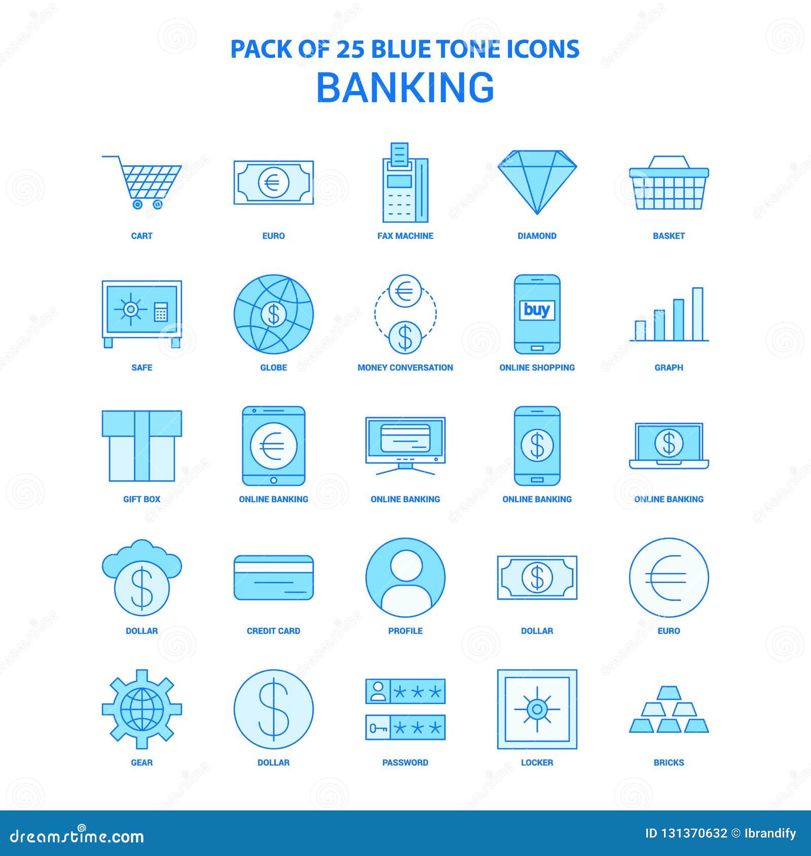 Banking Blue Tone Icon Pack - 25 Icon Sets Stock Vector - Illustration ...