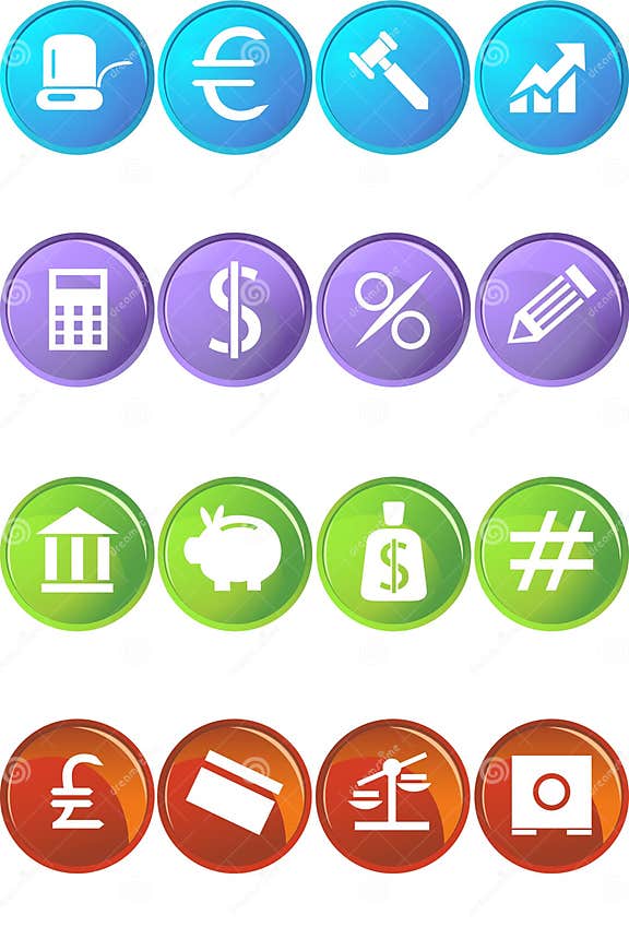 Banking Buttons - 4 Color stock vector. Illustration of icons - 10255483