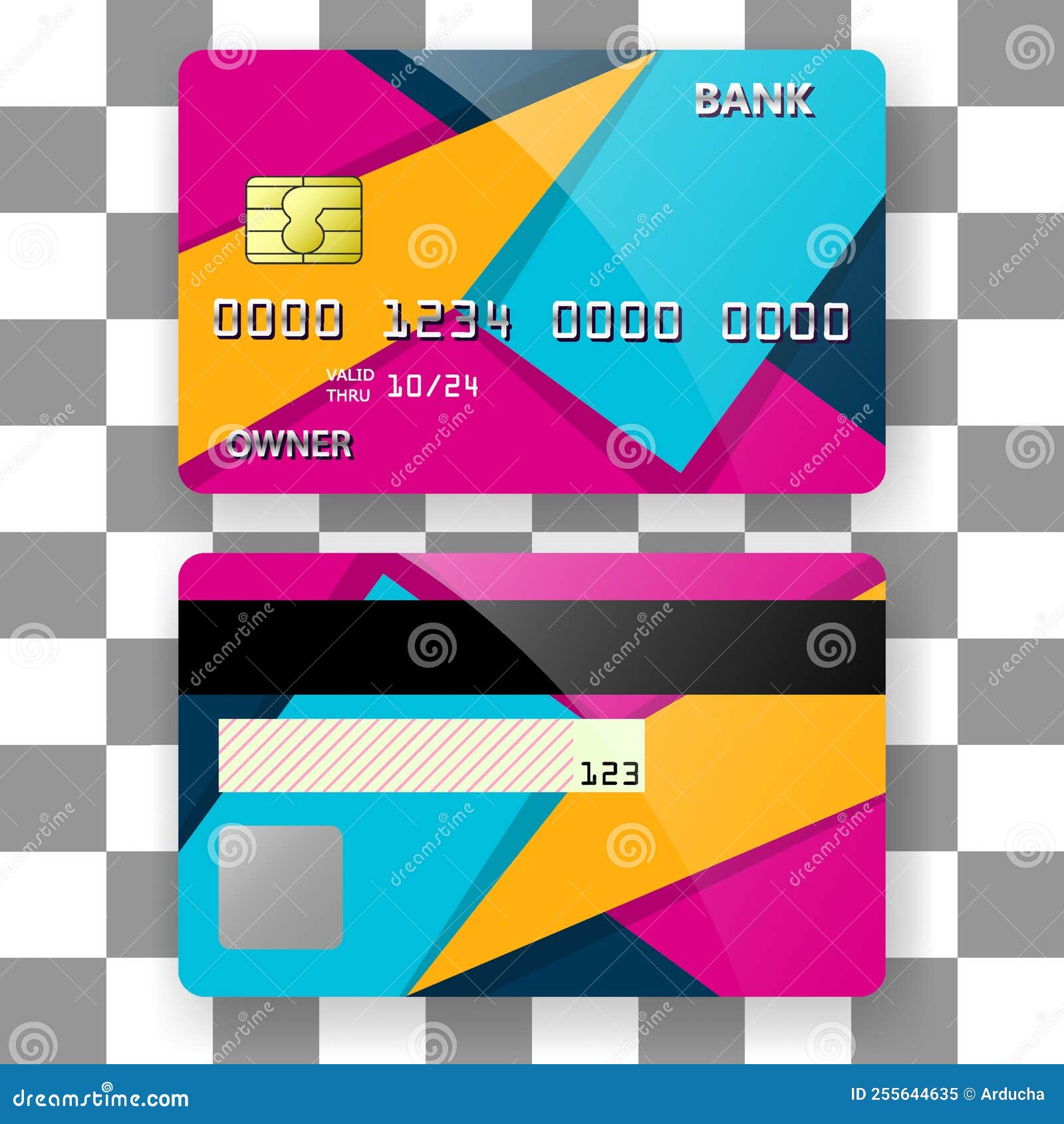 Banking Card Template Background 3d Patches Pattern Stock Image ...