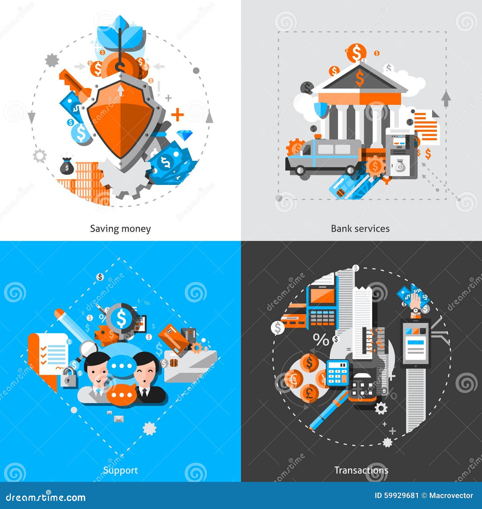 Banking Concept Icons stock vector. Illustration of growth - 59929681