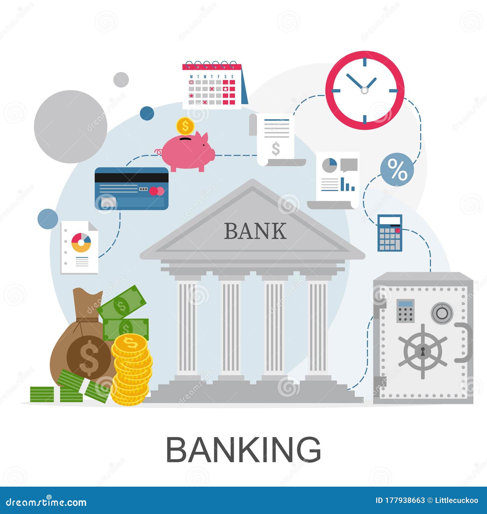 Banking Concept Infographic. Vector Icons of Financial Analytics ...