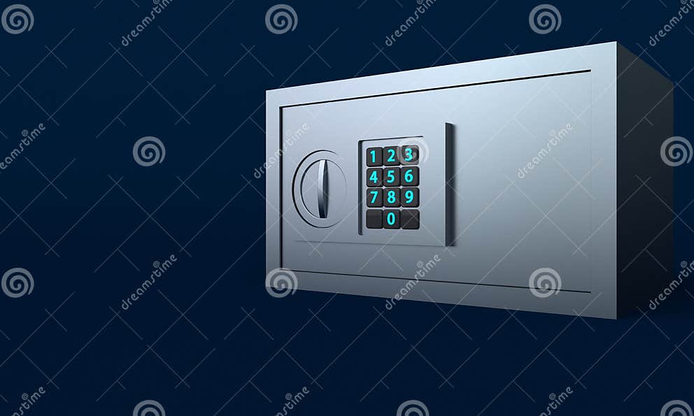 Banking Safe on Blue Background. 3d Rendering Stock Illustration ...
