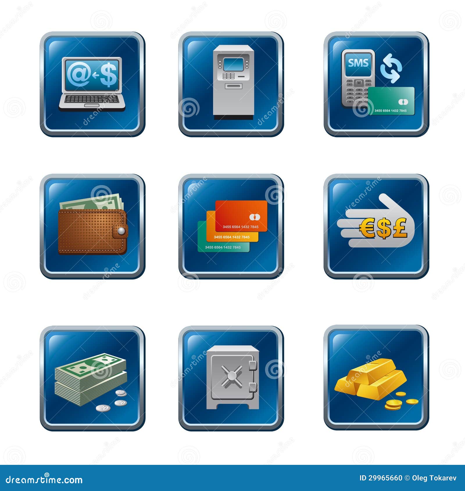Banking buttons icon set stock illustration. Illustration of money ...