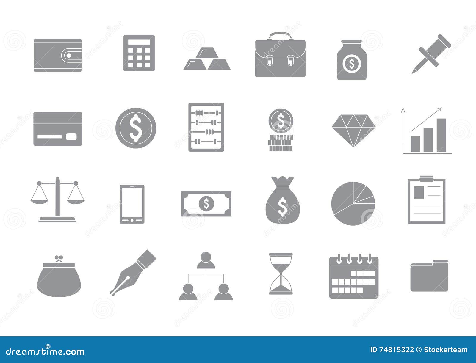 Banking and Finance Gray Icons Set Stock Illustration - Illustration of ...