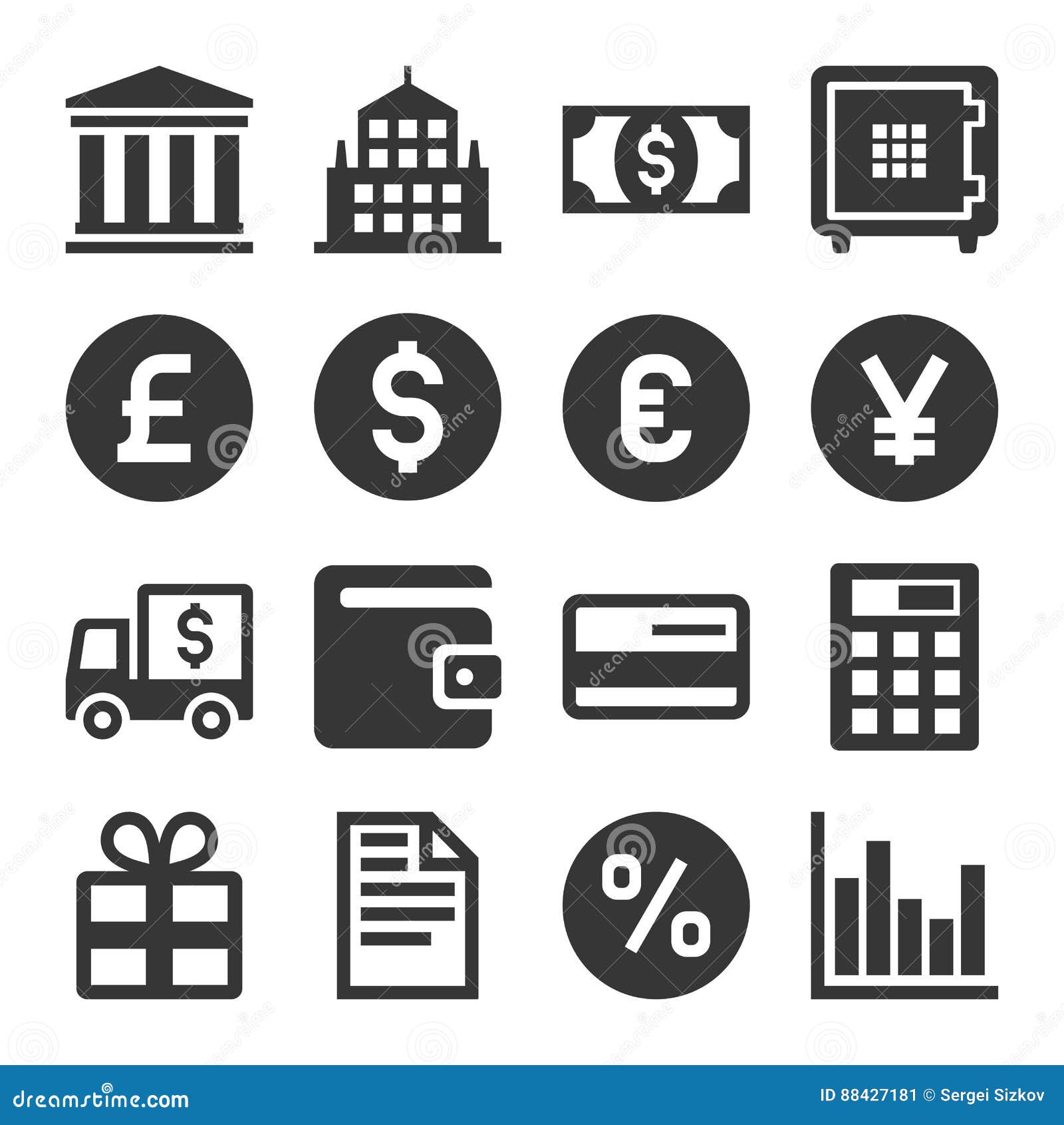 Banking and Finance Icons Set. Vector Stock Vector - Illustration of ...