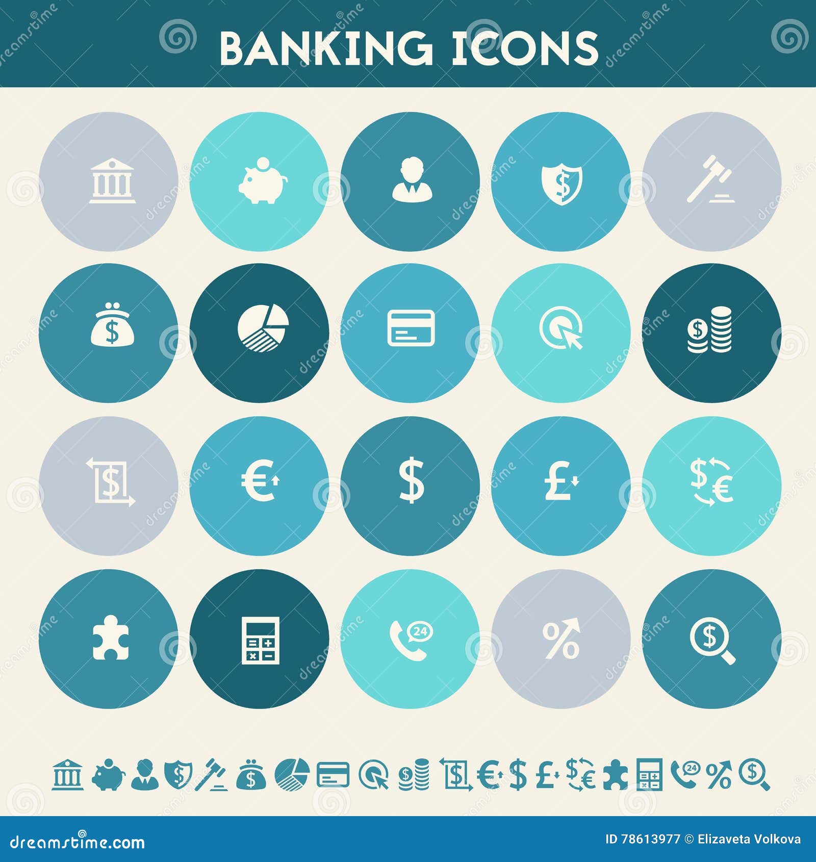 Banking Icon Set. Multicolored Flat Buttons Stock Vector - Illustration ...