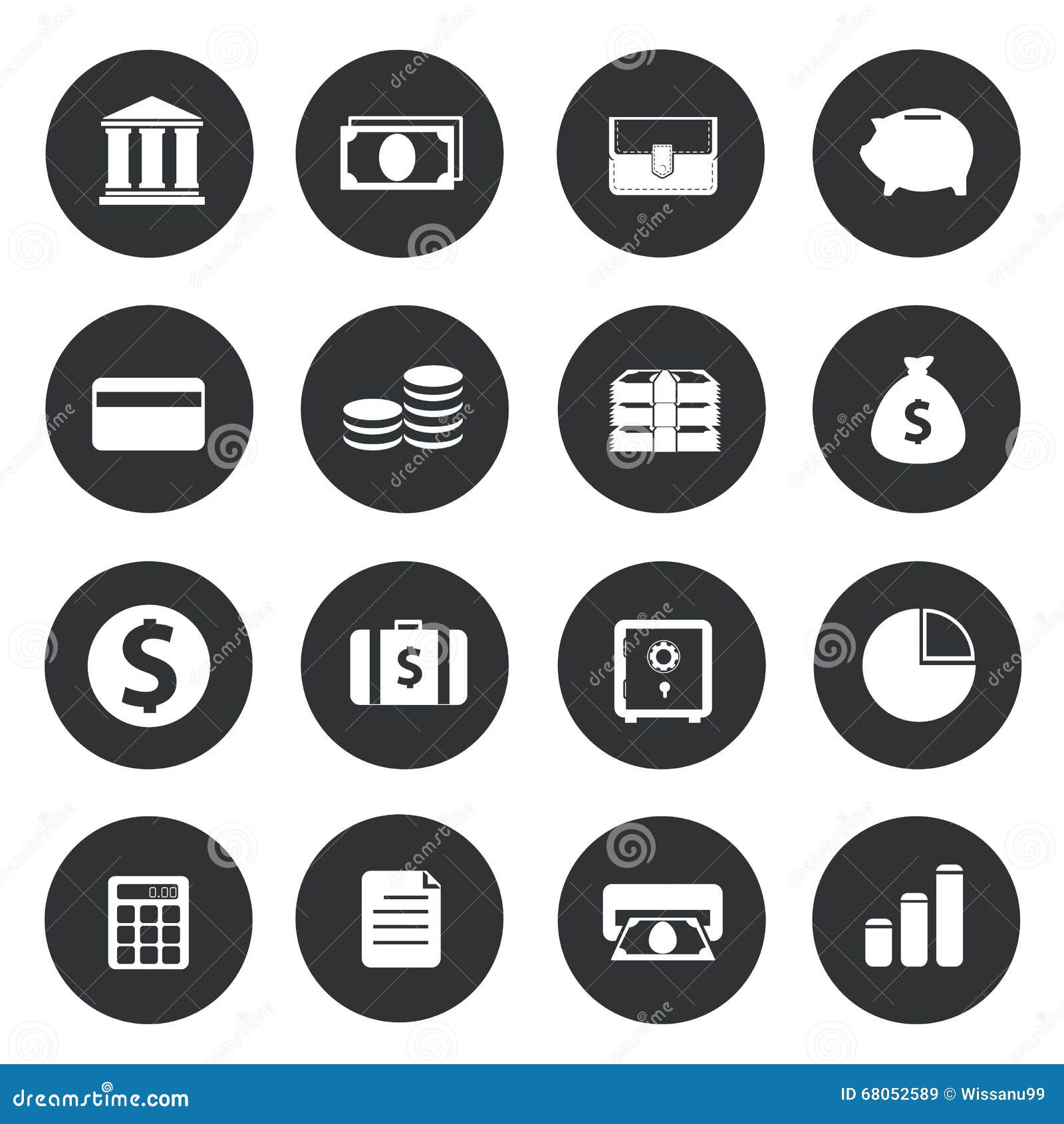 Banking Icons on Black Circle. Stock Vector - Illustration of bank ...