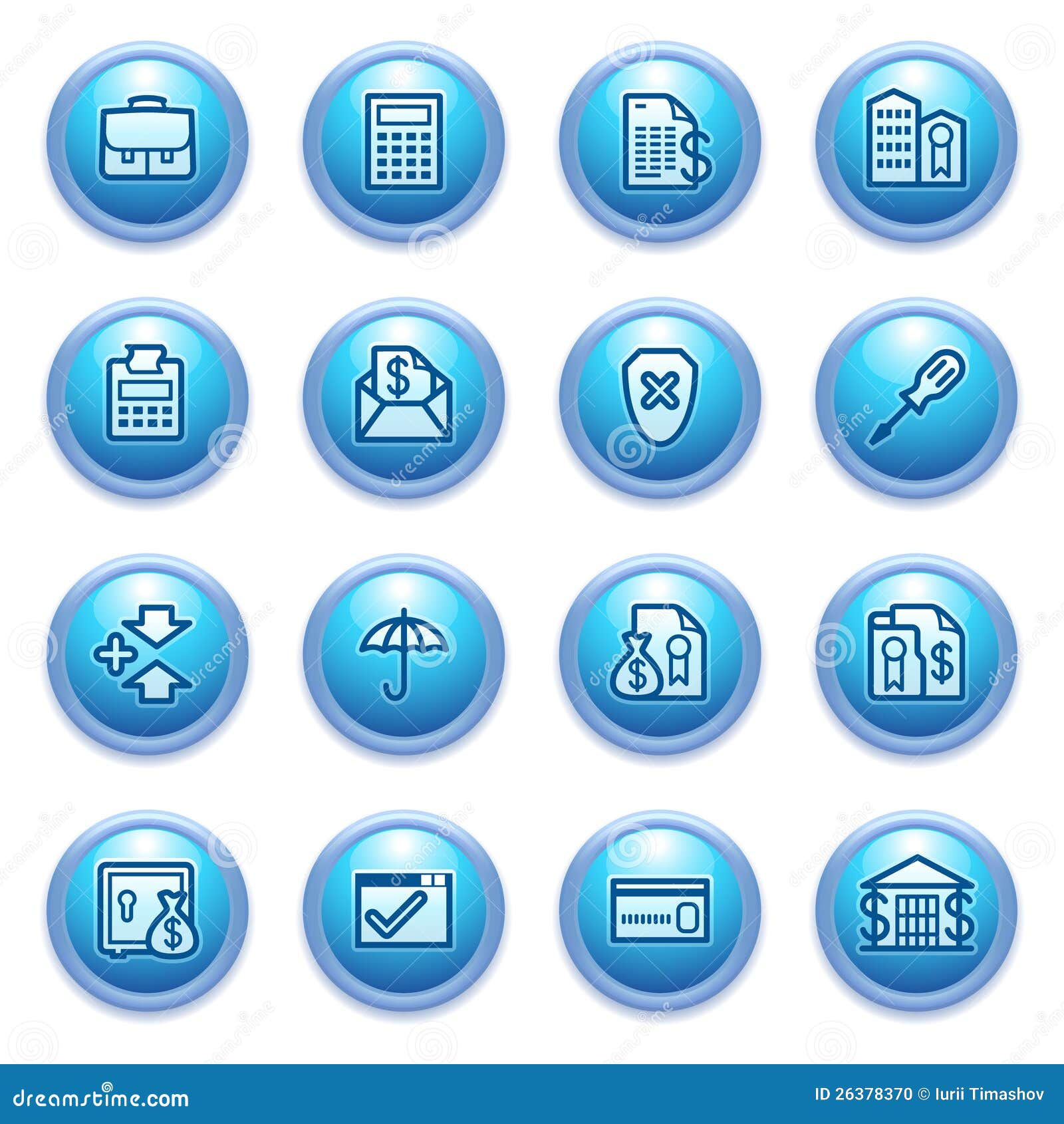 Banking Icons on Blue Buttons. Stock Vector - Illustration of ...