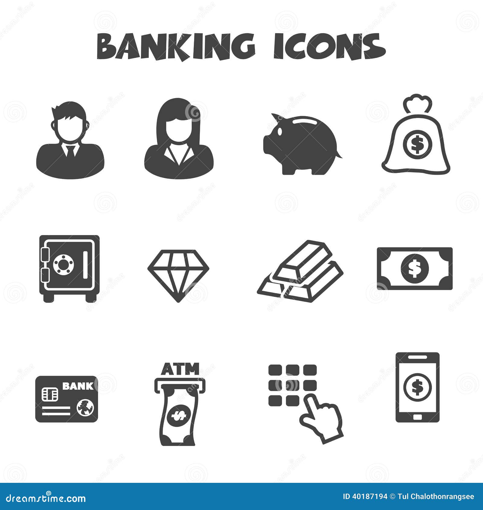 Banking icons stock vector. Illustration of pictogram - 40187194