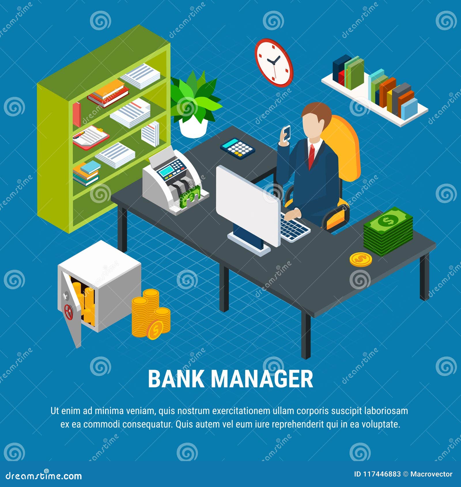 Banking Manager Isometric Composition Stock Vector - Illustration of ...