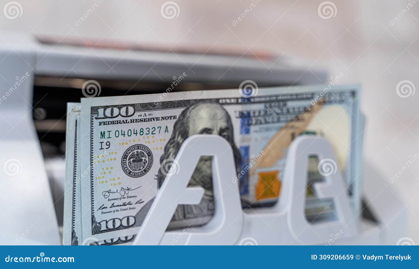Banking Modern Counter. Money Counting on Special Machine Stock Image ...