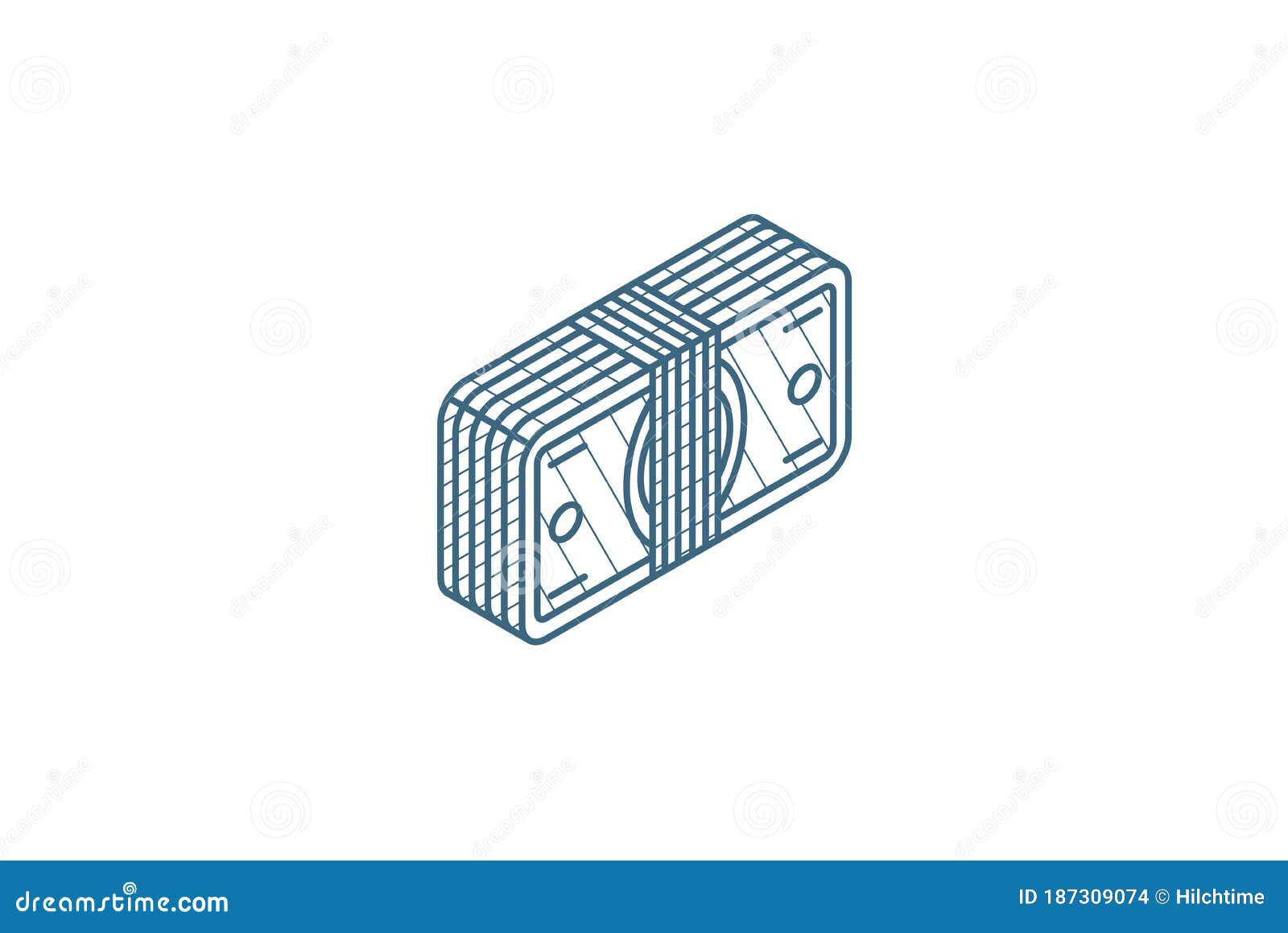 Banking, Money Bundle, Dollar Banknotes Isometric Icon. 3d Line Art ...