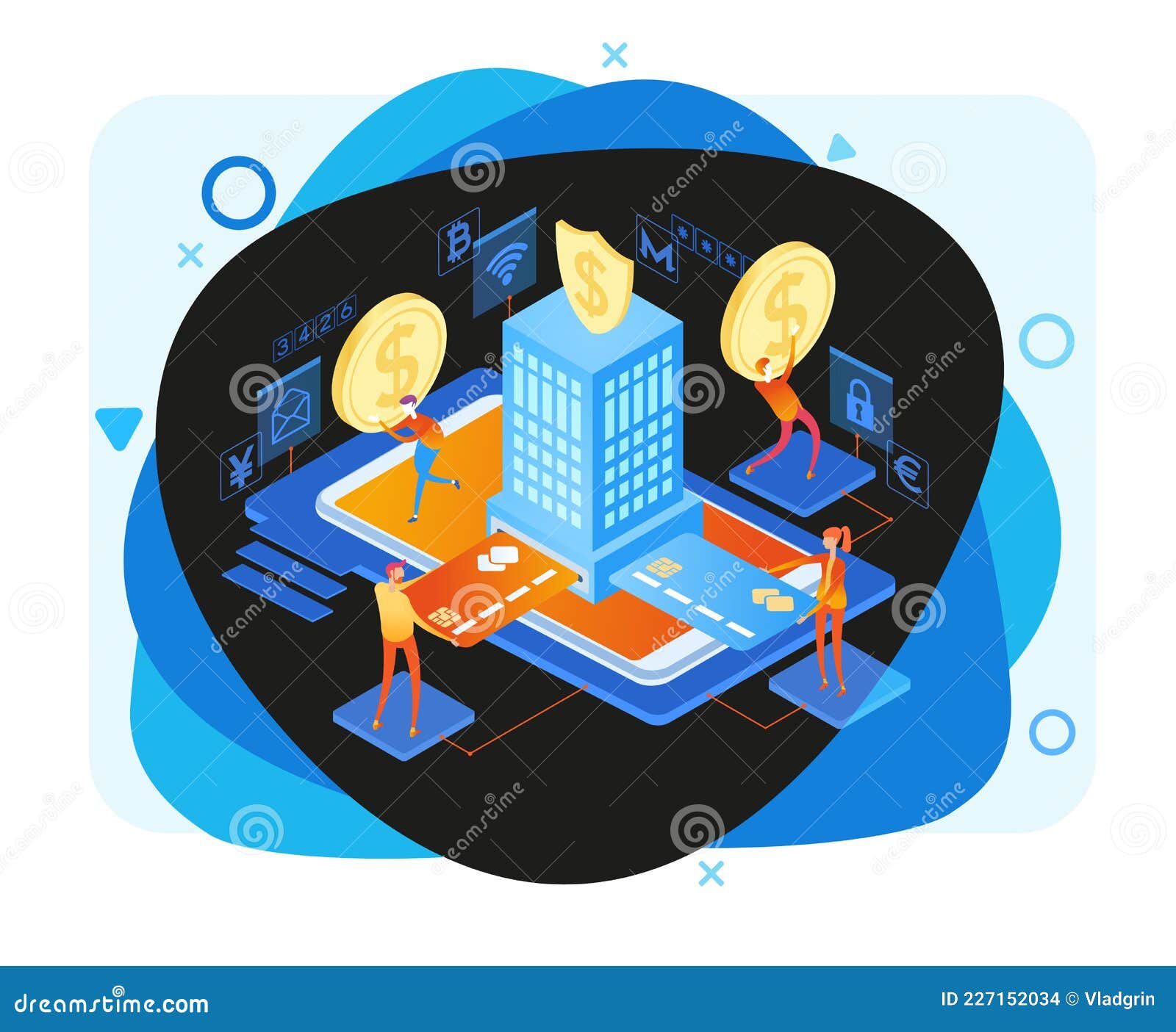 Banking network Web Banner stock vector. Illustration of computer ...