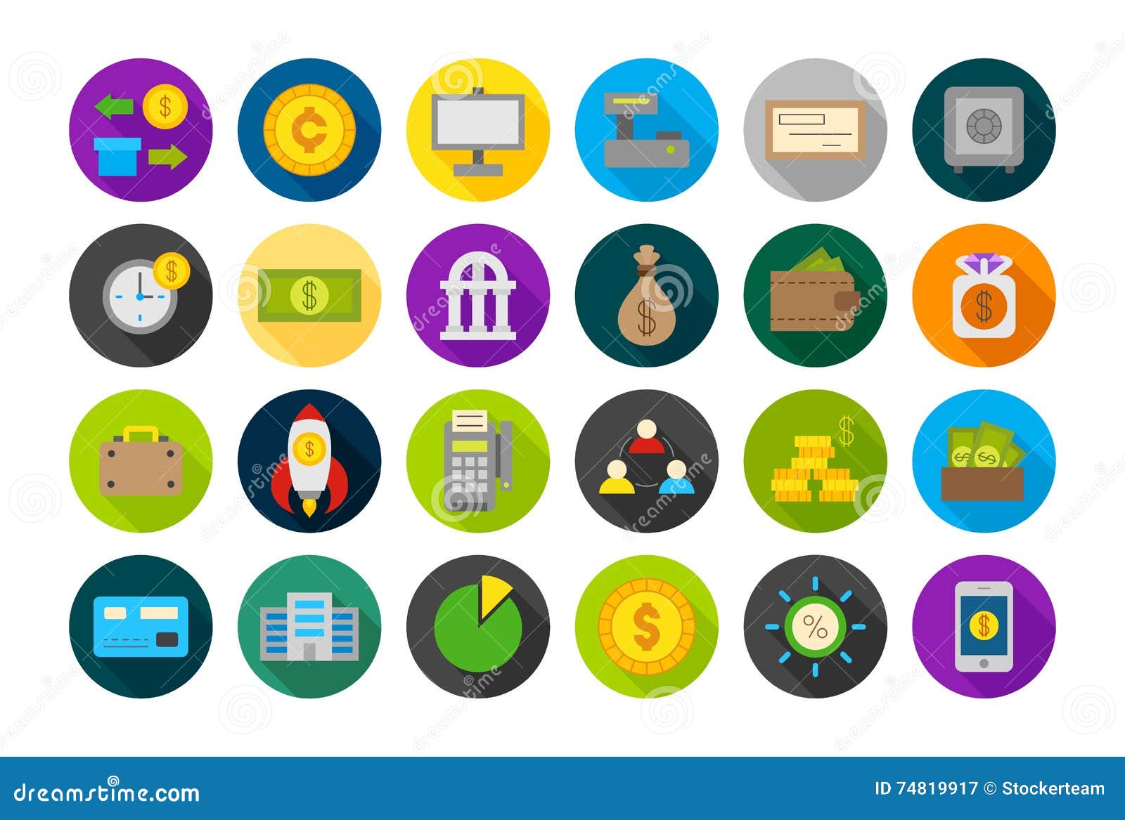 Banking Round Vector Icons Set Stock Vector - Illustration of ...