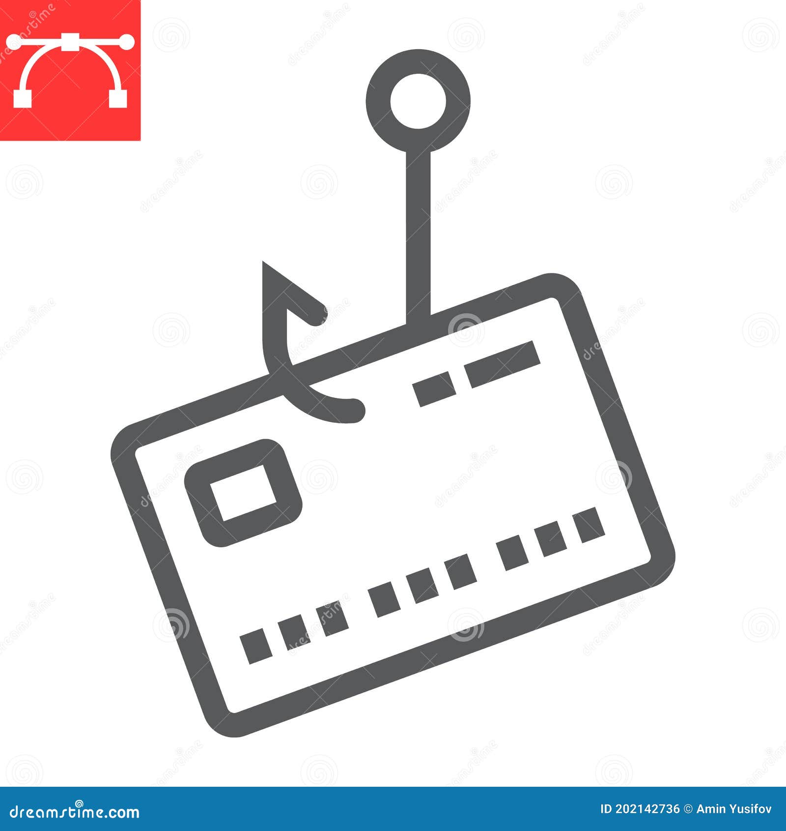 Banking Scam Line Icon, Security and Phishing Password, Data Theft Sign ...