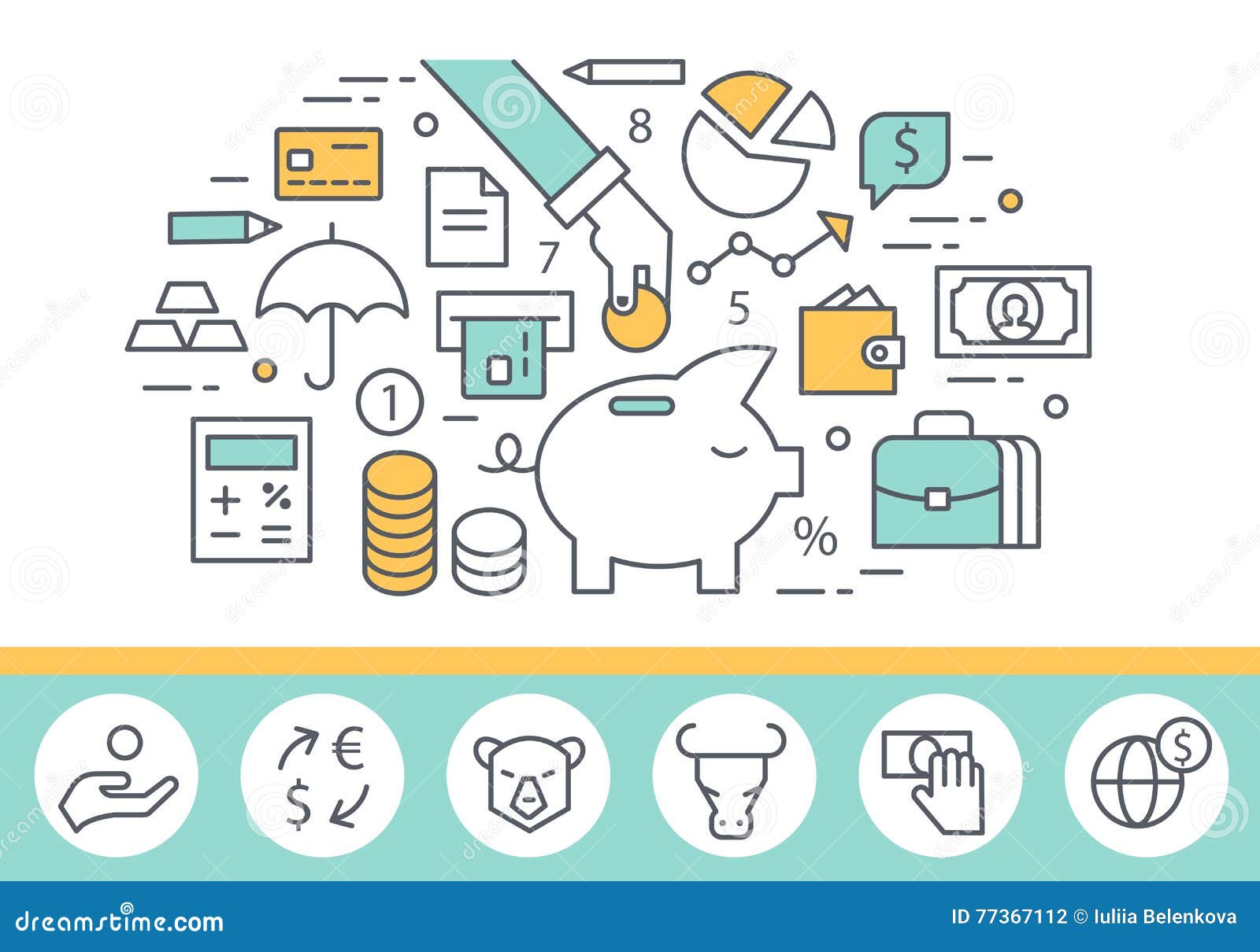 Banking Service Page Concept. Deposit. Piggy Bank. Bank Team. Bank ...