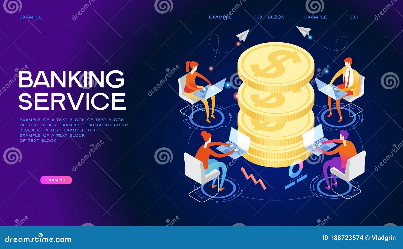 BANKING service Web Banner stock vector. Illustration of banking ...
