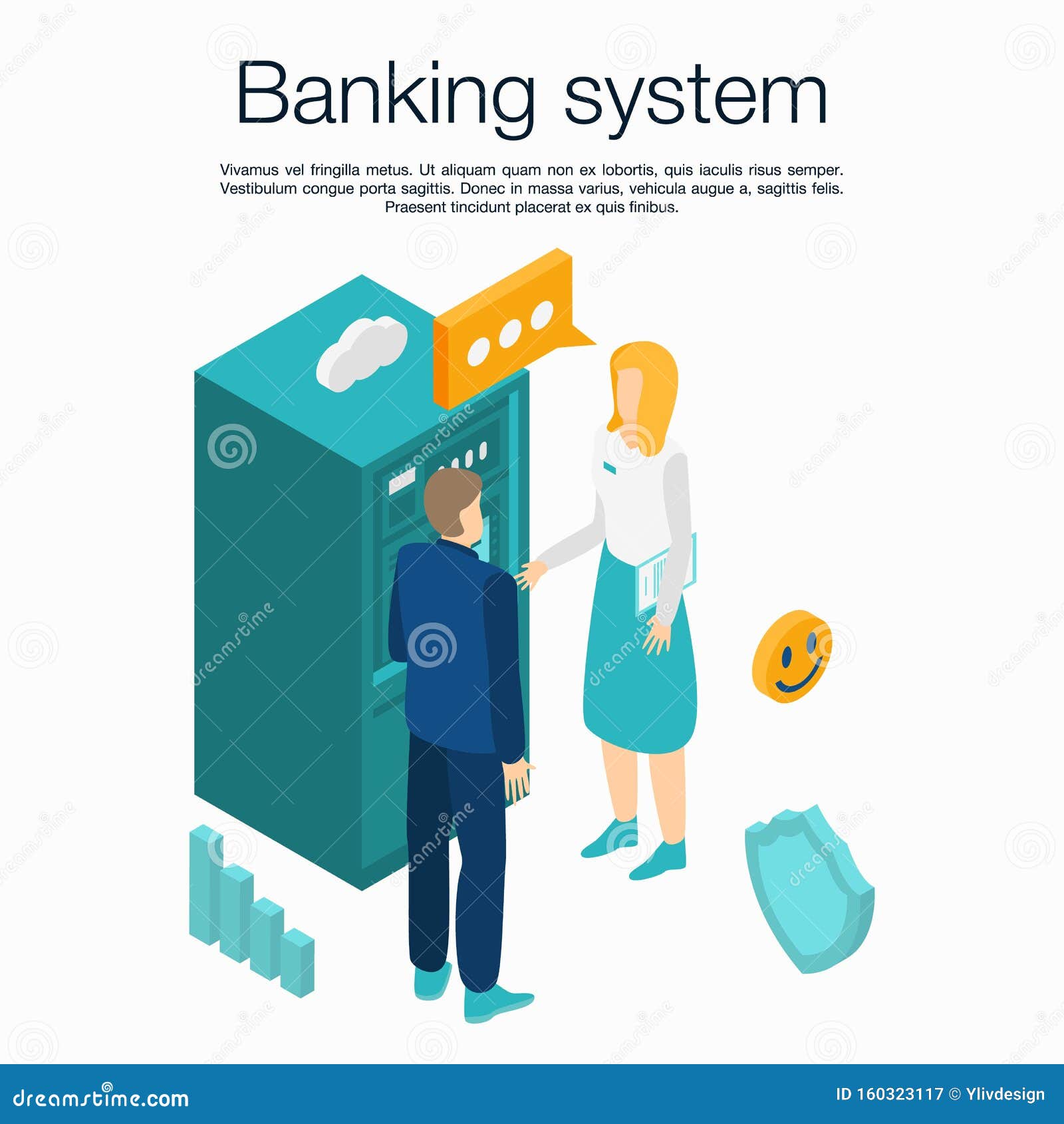 Banking System Concept Banner, Isometric Style Stock Vector ...