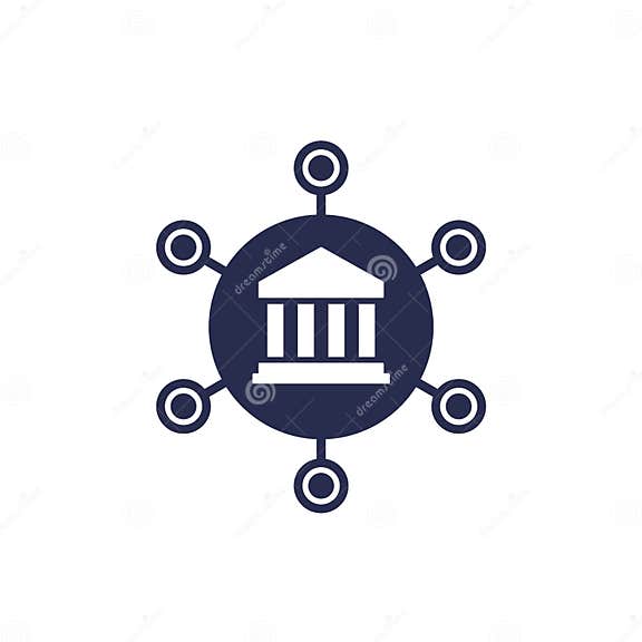Banking System Icon on White Stock Vector - Illustration of economic ...