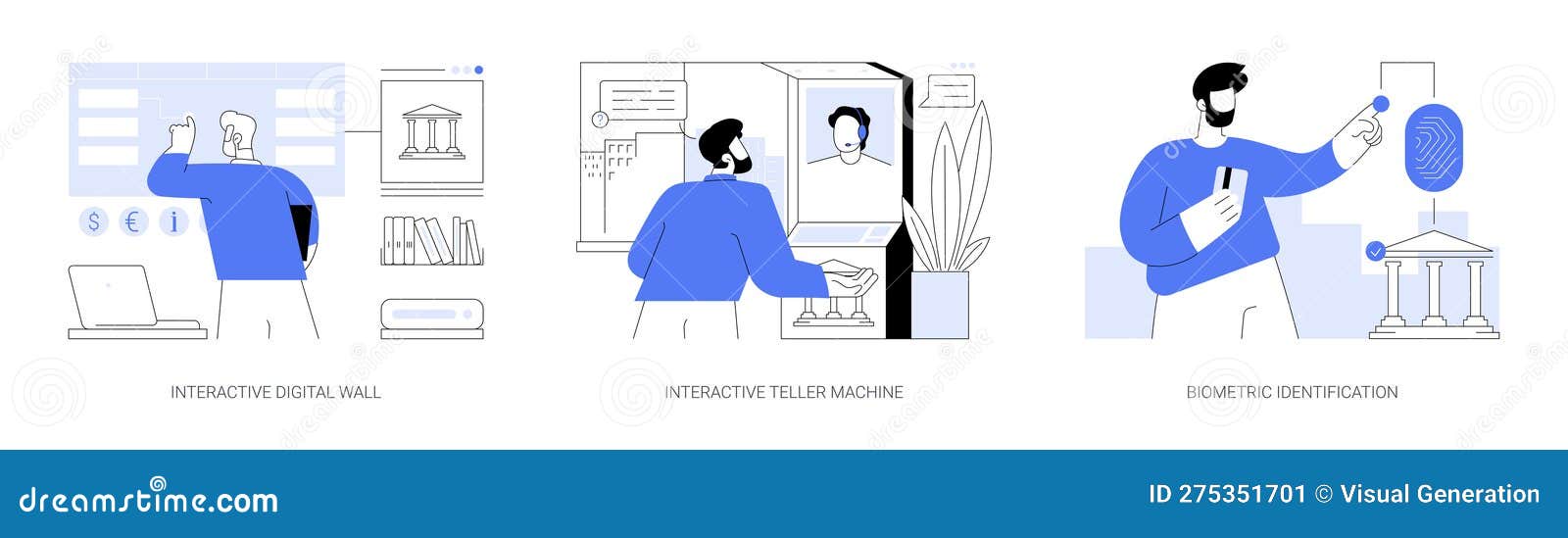 Interactive Teller Machine Isolated Cartoon Vector Illustrations ...