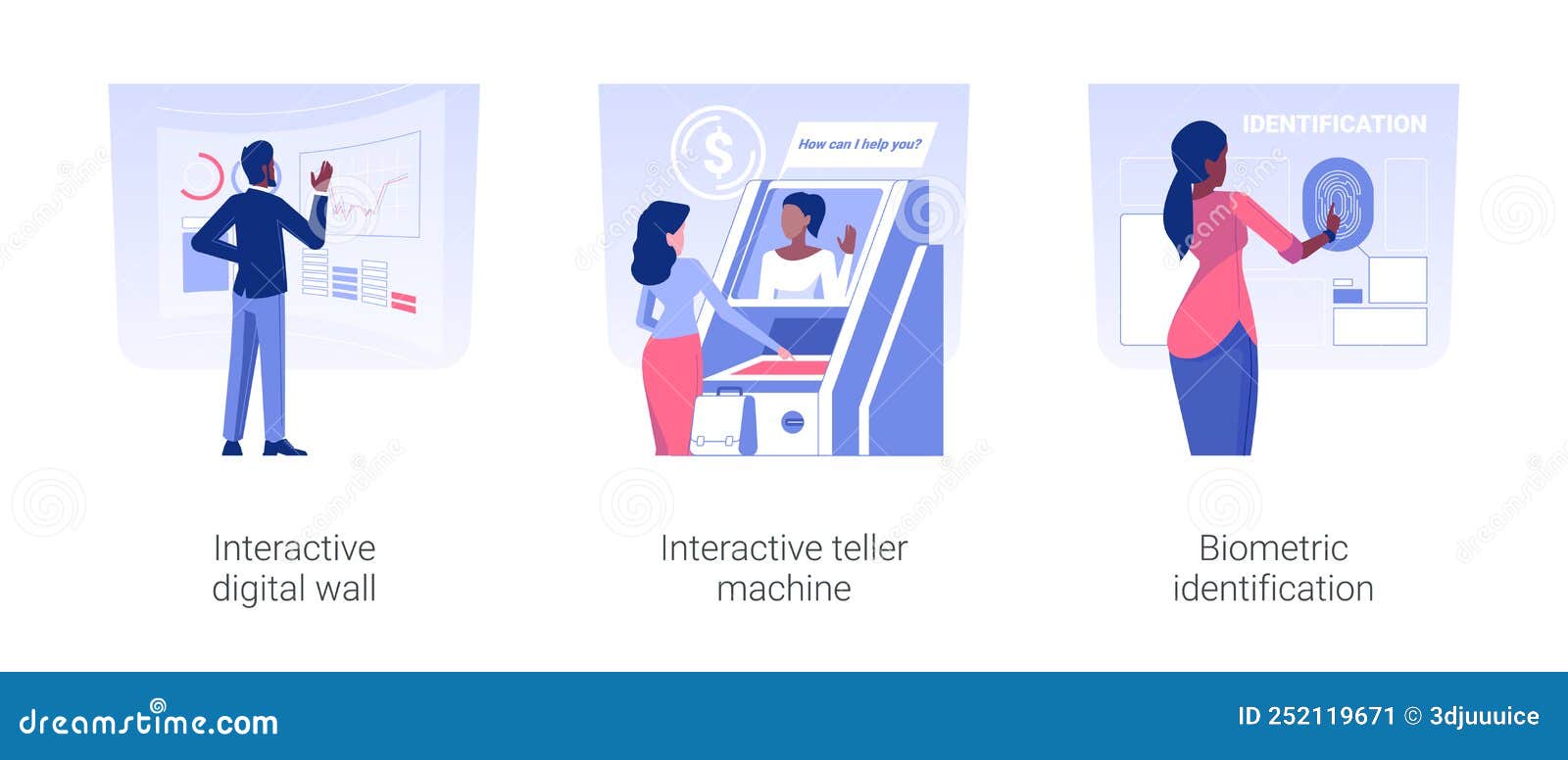 Banking Technologies Isolated Concept Vector Illustrations. Stock ...