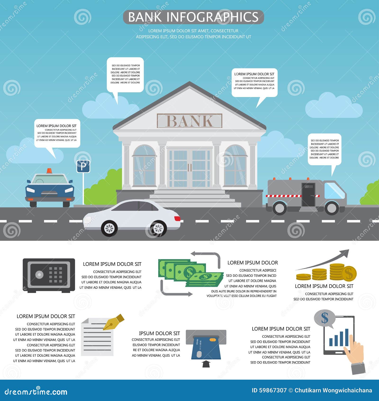 Banking Template Red Background Cover Page Vector Illustration ...