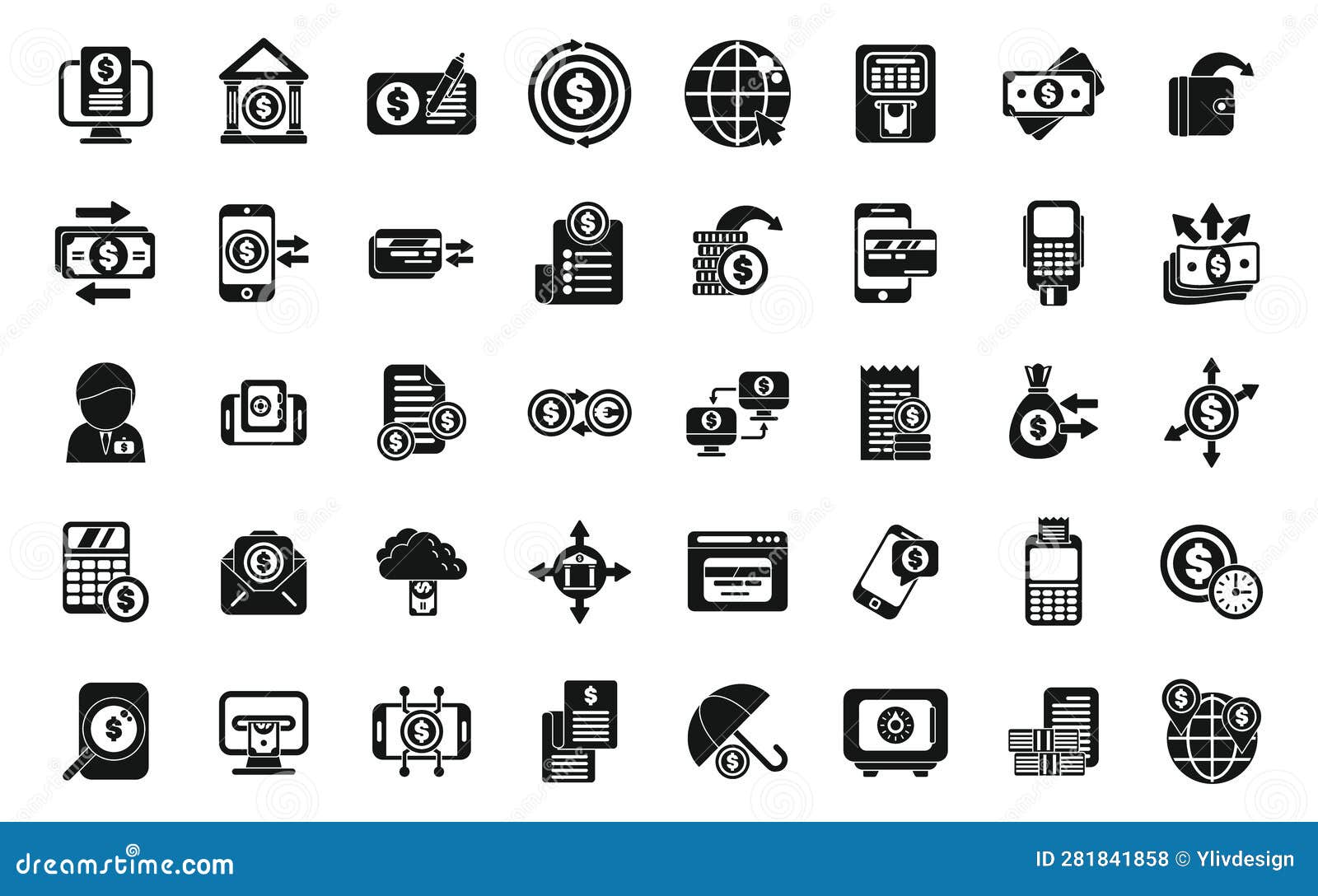Banking Transactions Icons Set Simple Vector. Online Bank Stock Vector ...