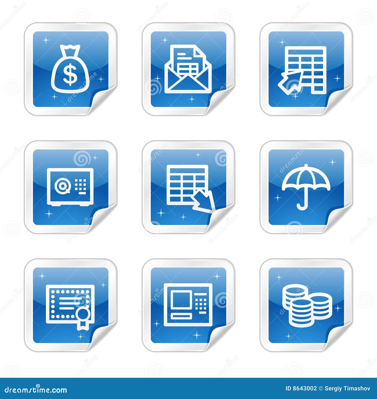 Banking Web Icons, Blue Glossy Sticker Series Stock Vector ...