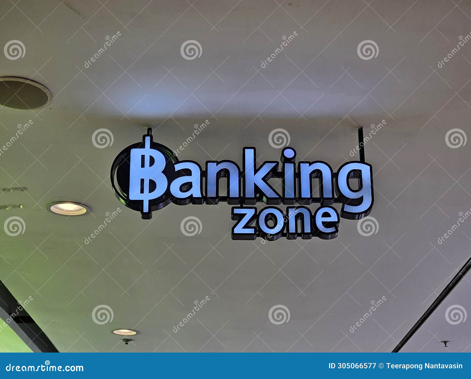Banking Zone Sign in Department Store. Stock Image - Image of deposit ...