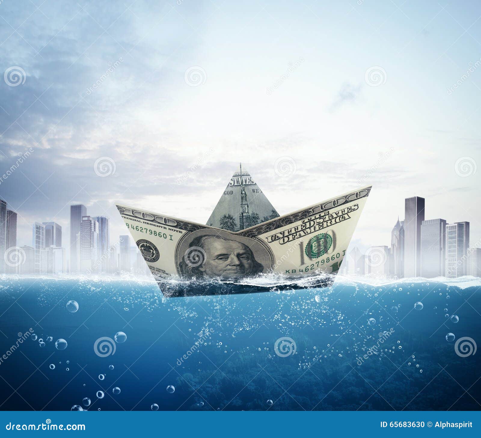 Banknote boat stock illustration. Illustration of economy - 65683630