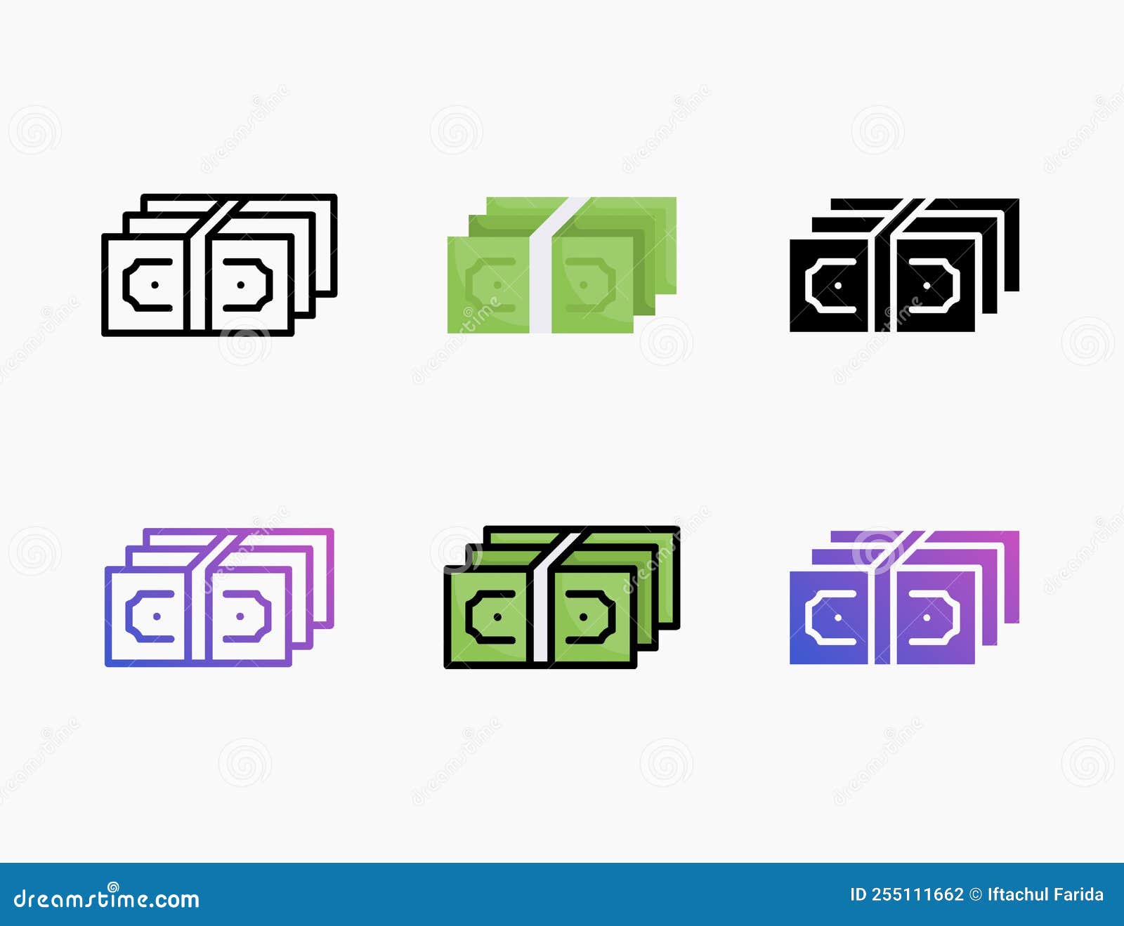 Banknote Bundle Icon Set with Different Styles. Stock Vector ...