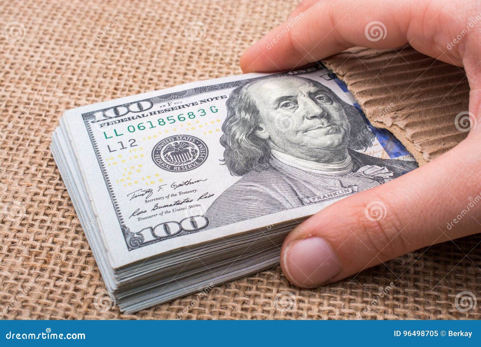 Banknote Bundle of US Dollar Wrapped in Paper Stock Image - Image of ...
