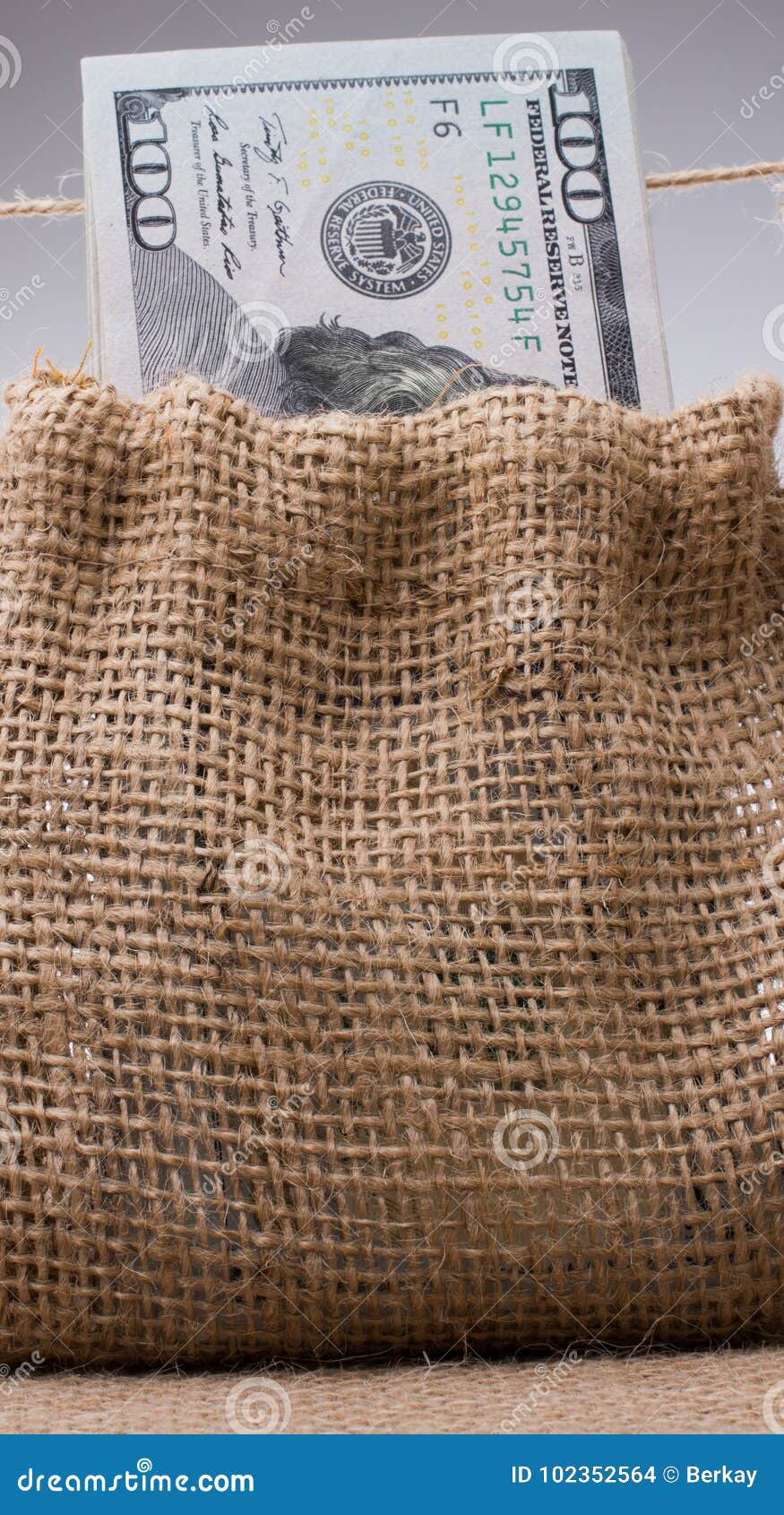 Banknote Bundle of US Dollarin a Sack Stock Photo - Image of investment ...