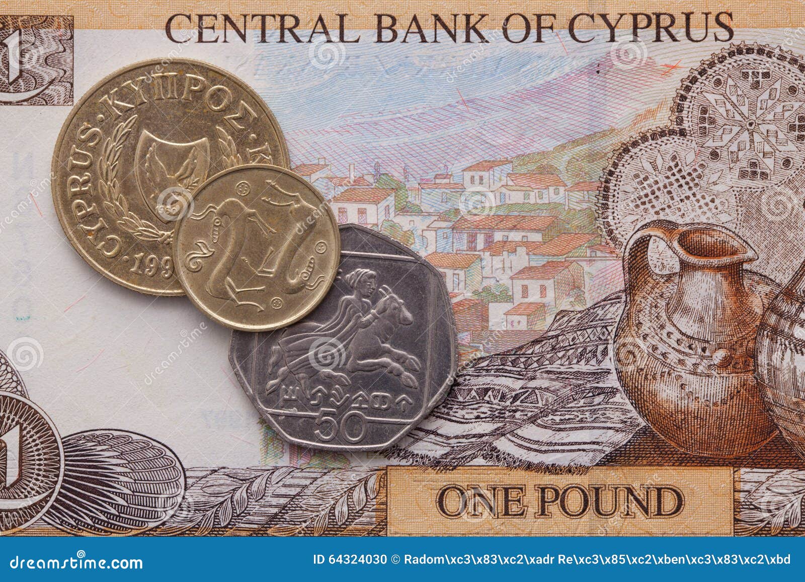 Banknote and Coins of Pound of Cyprus Stock Photo - Image of rich ...