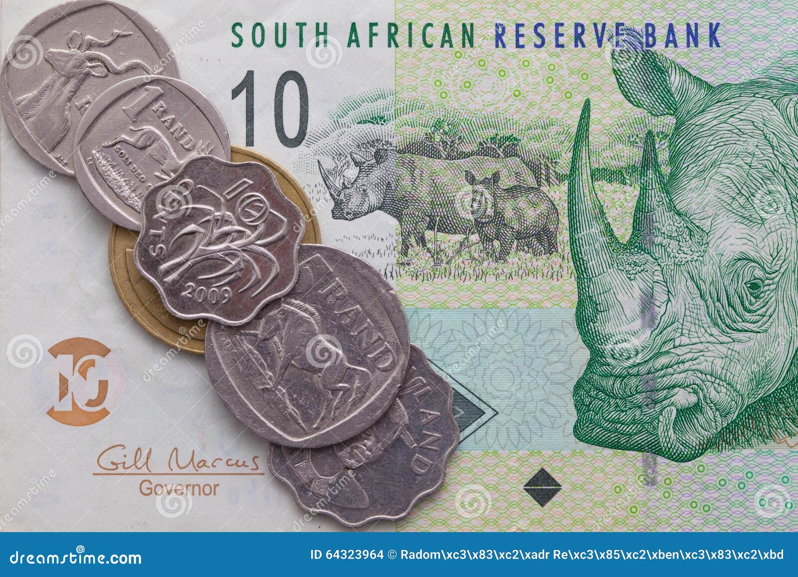 Banknote and Coins of Rand of South Africa Stock Photo - Image of rand ...