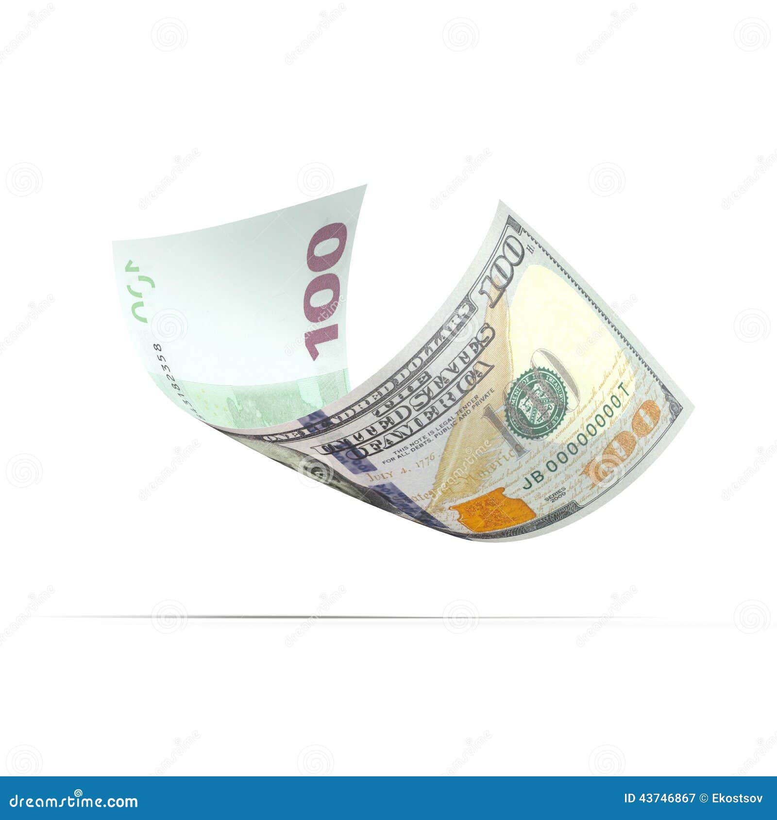 Banknote with Dollar and Euro on Different Sides Stock Image - Image of ...