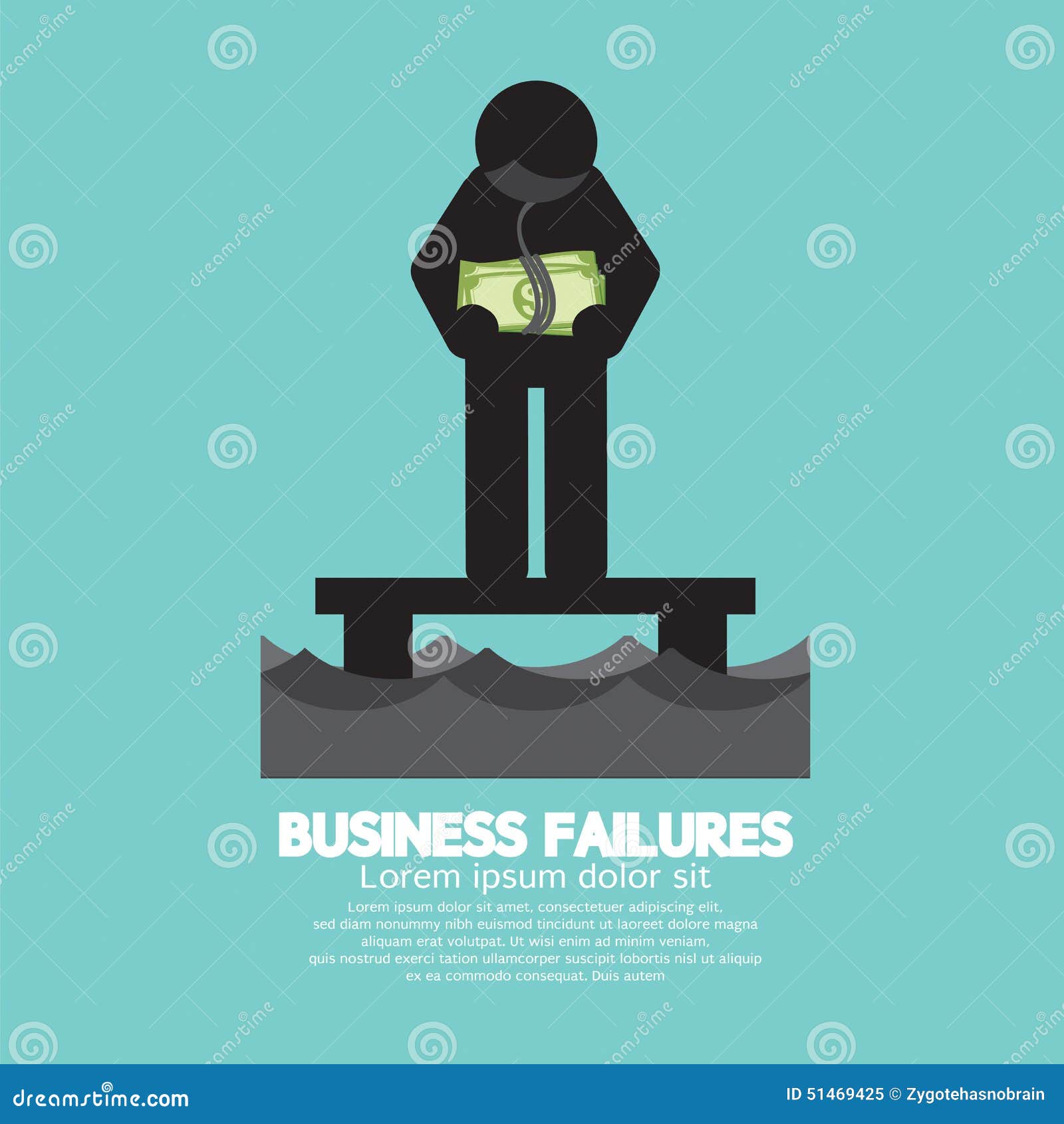 Banknote Hang on Man S Neck Business Failures Concept Stock Vector - Illustration of murder ...