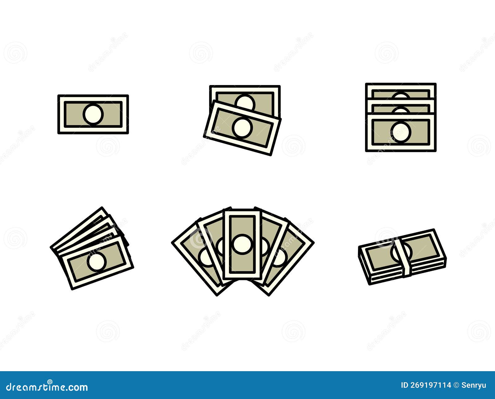 Banknote icon set stock vector. Illustration of banknote - 269197114