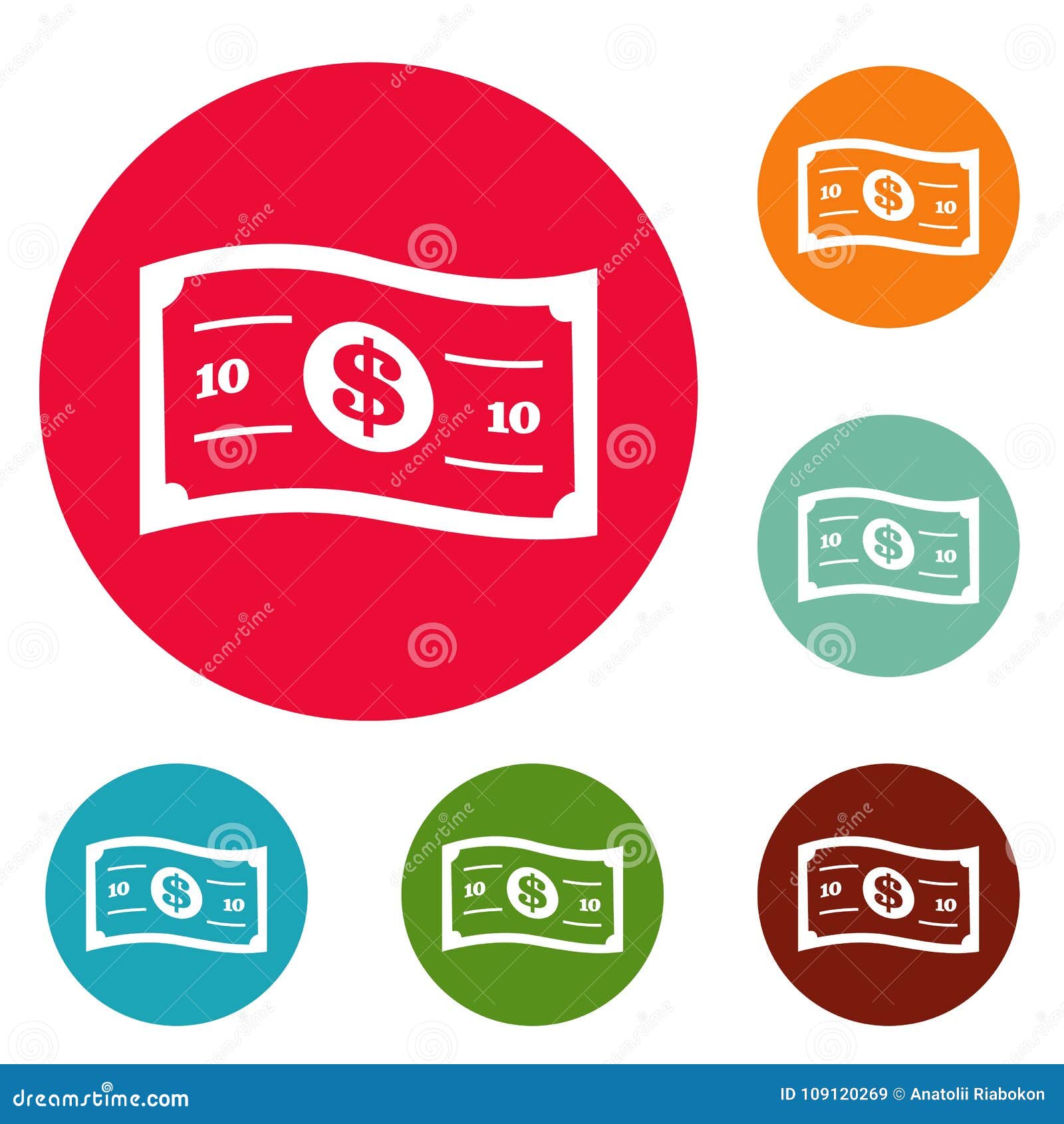 Banknote Icons Circle Set Vector Stock Vector - Illustration of ...
