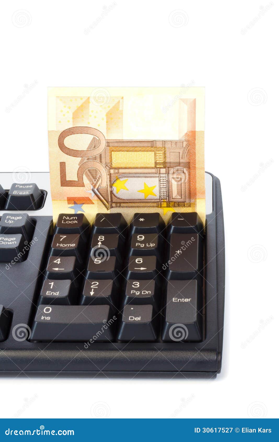 Banknote Inserted into Keyboard for Online Payment Stock Image - Image ...