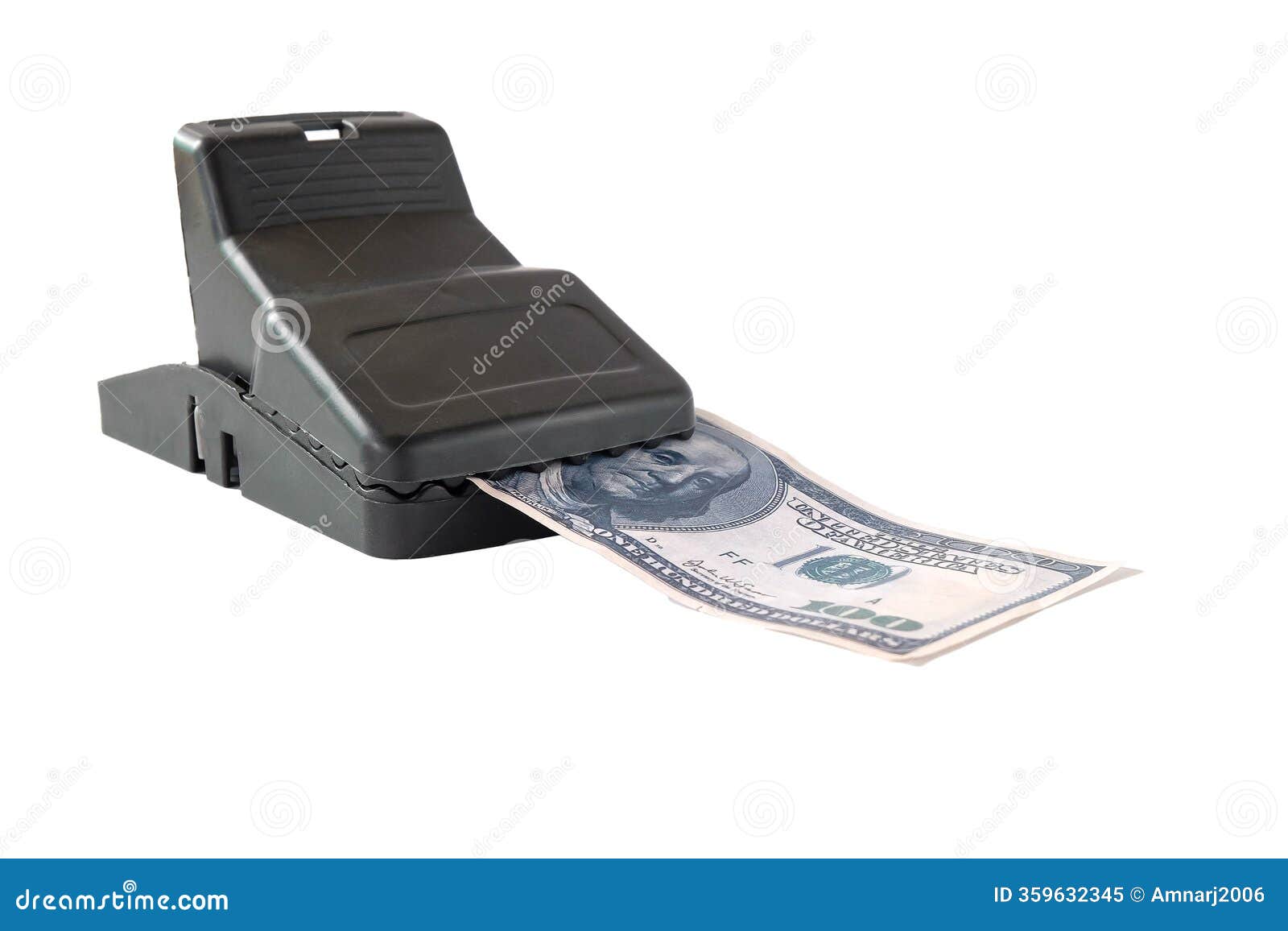 Banknote in Plastic Mouse Trap, Business Trap or Scammer Stock Image ...