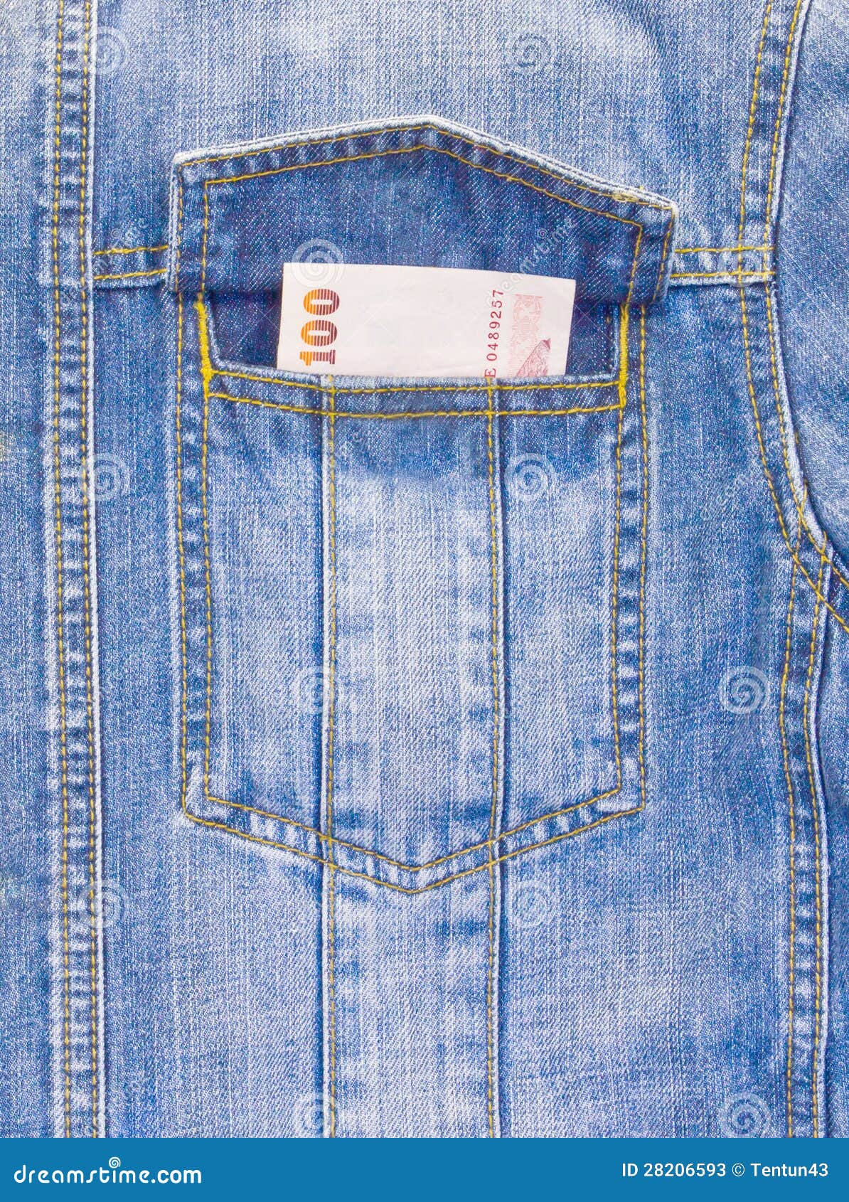 Banknote in Pocket of Jean Jacket Stock Image - Image of style ...