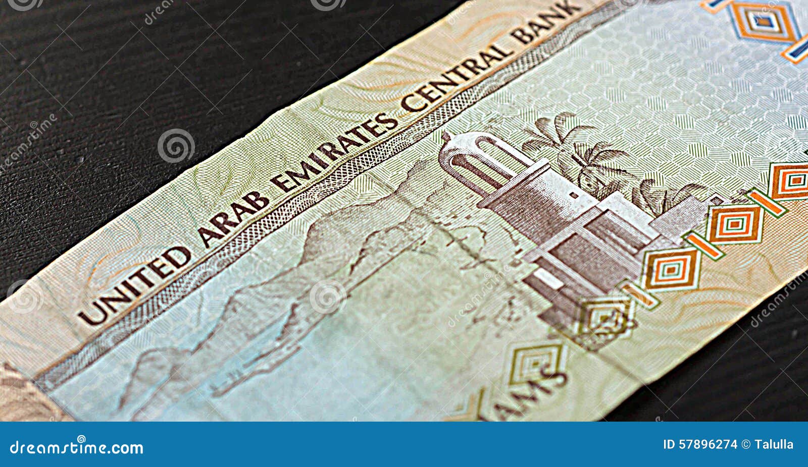 Banknote of the United Arab Emirates in Five Dirhams Stock Photo ...