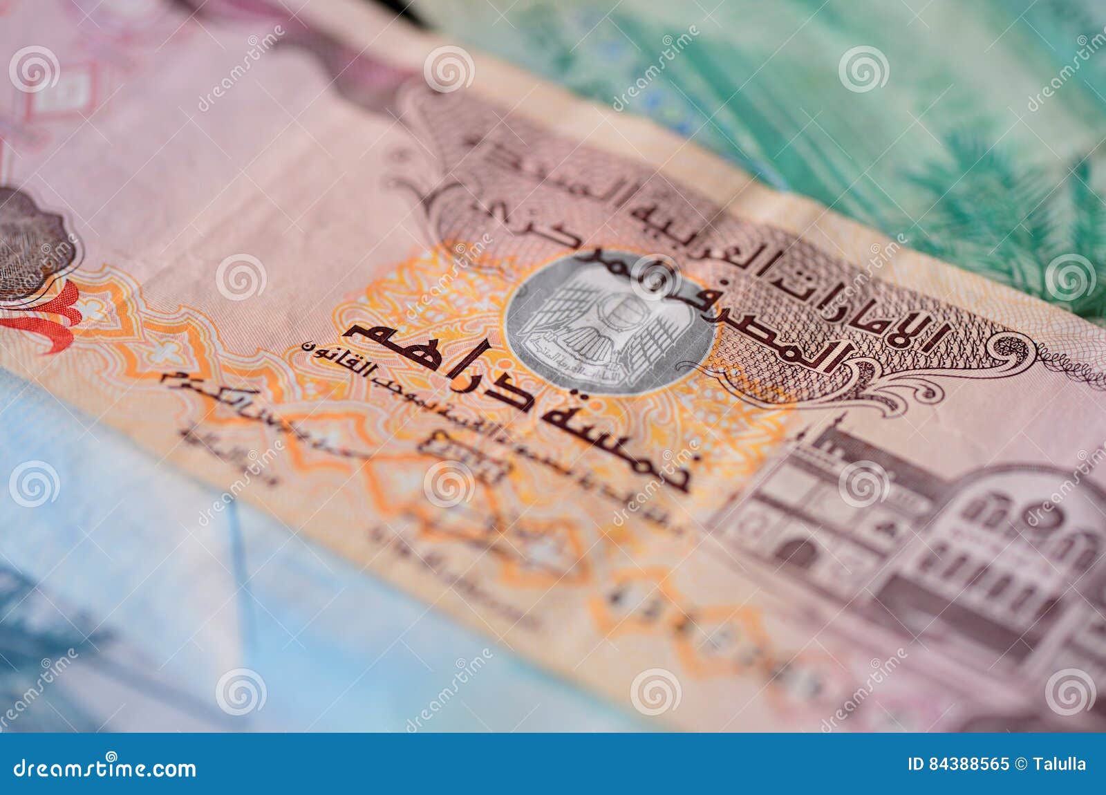 Banknote of the United Arab Emirates in Five Dirhams Stock Image ...